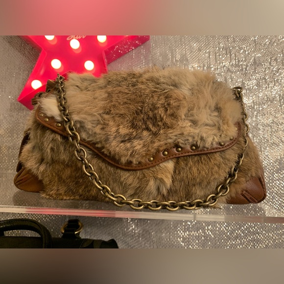 Gianni Bini | Bags | Gianni Bini Faux Leather Rabbit Fur Purse Vintage ...